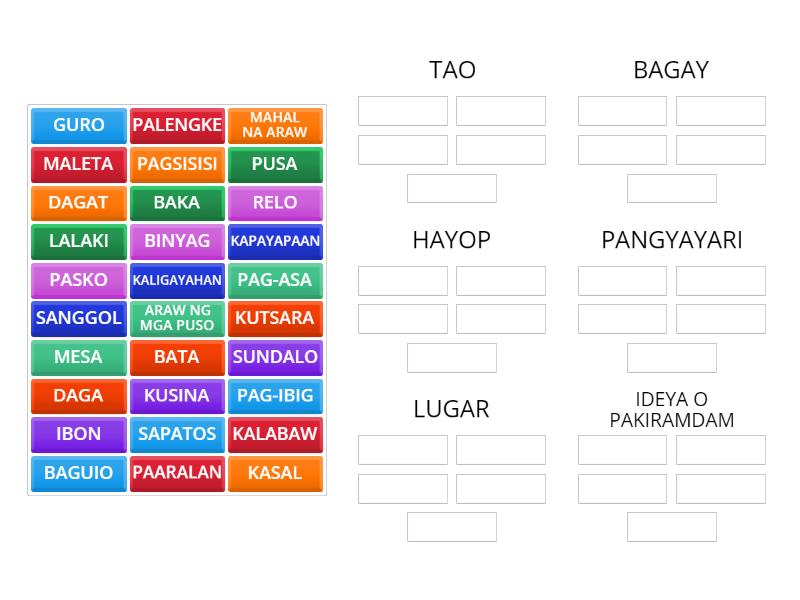 PAGTUKOY SA MGA PANGNGALAN - Group sort