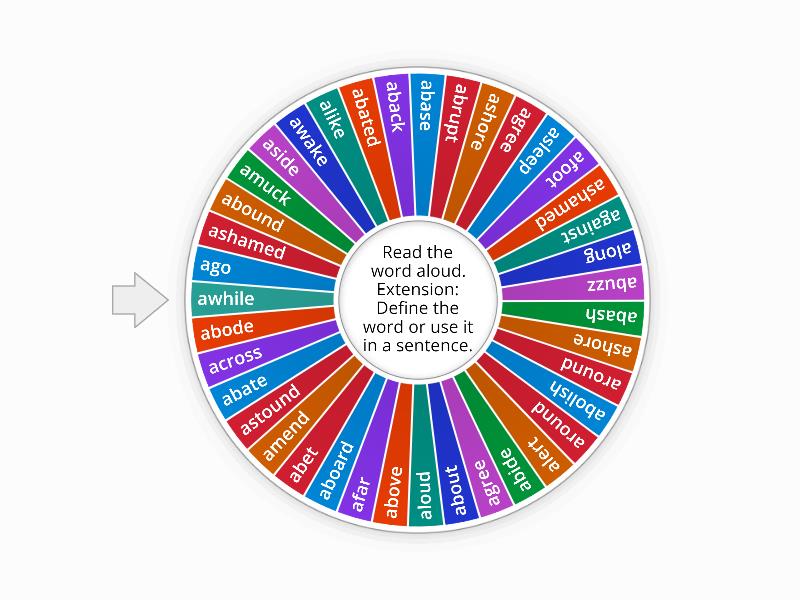 6.1 Prefix a- Word Wheel HOZ - Spin the wheel