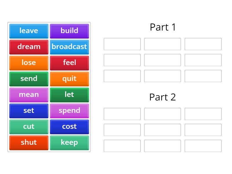 Group irregular verbs - Group sort