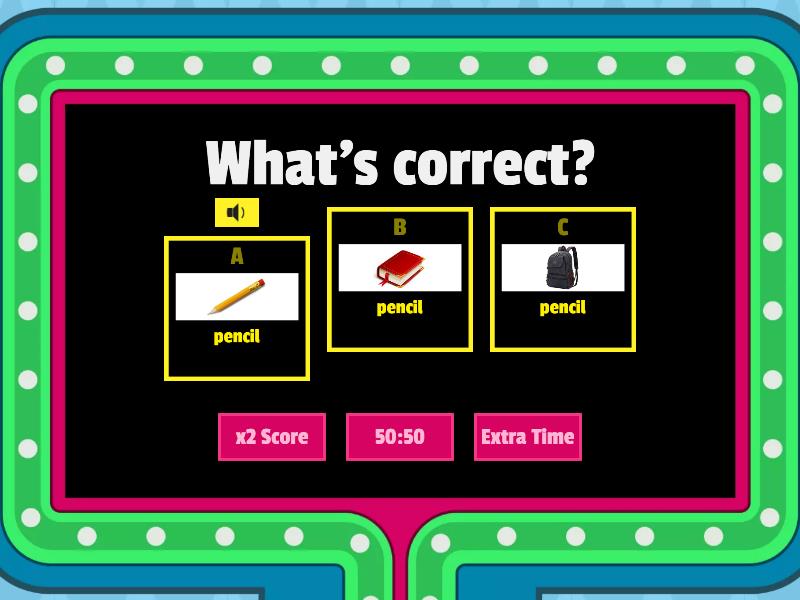 School Objects + audio - Gameshow quiz