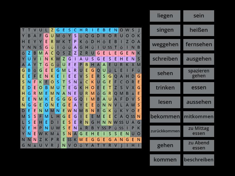 Starke Verben - P1 + P2 - Wordsearch