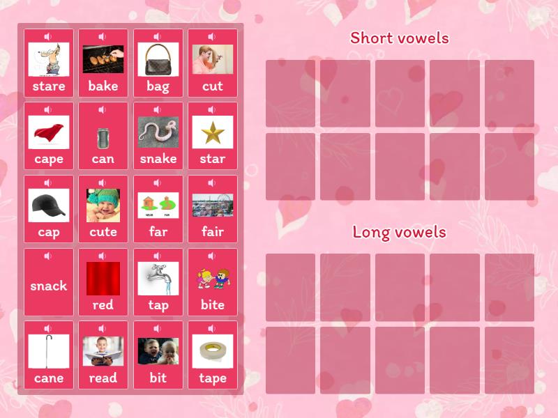 Short Vowels And Long Vowels January 29 Monday Group Sort