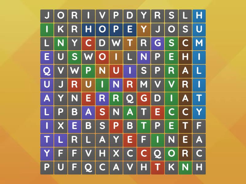 MORAL VALUES - Wordsearch