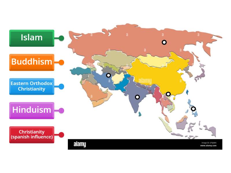 7a geography asian religions - Labelled diagram