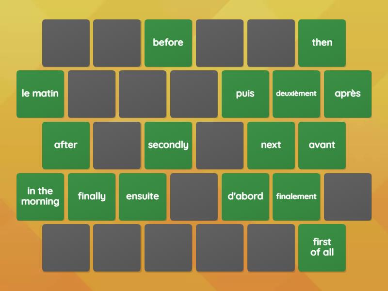 Sequencing words French - Matching pairs