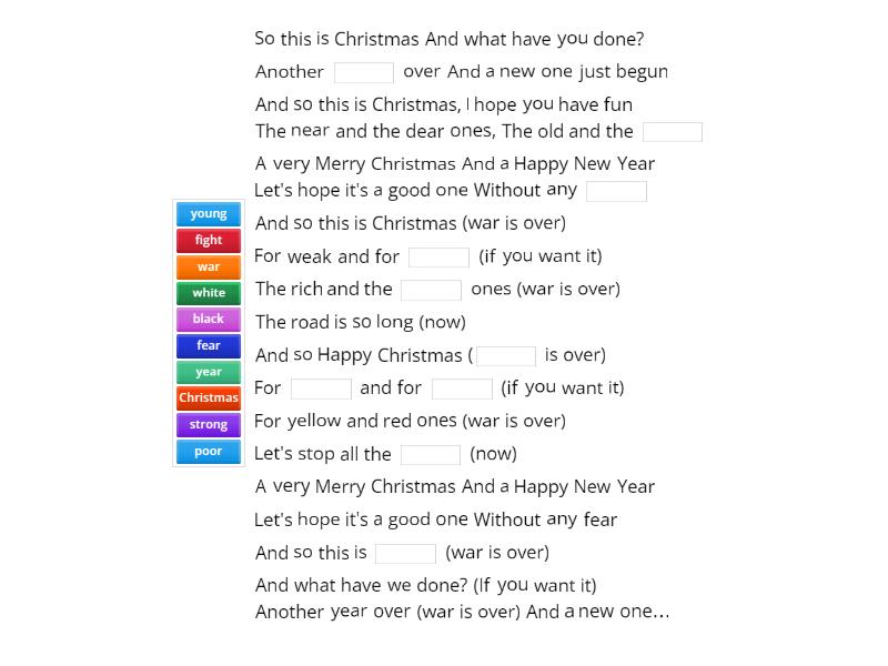 HAPPY CHRISTMAS WAR IS OVER - Complete the sentence