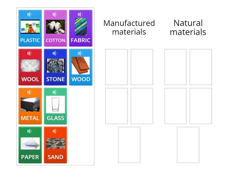 Natural and manufactured materials - Ordenar por grupo