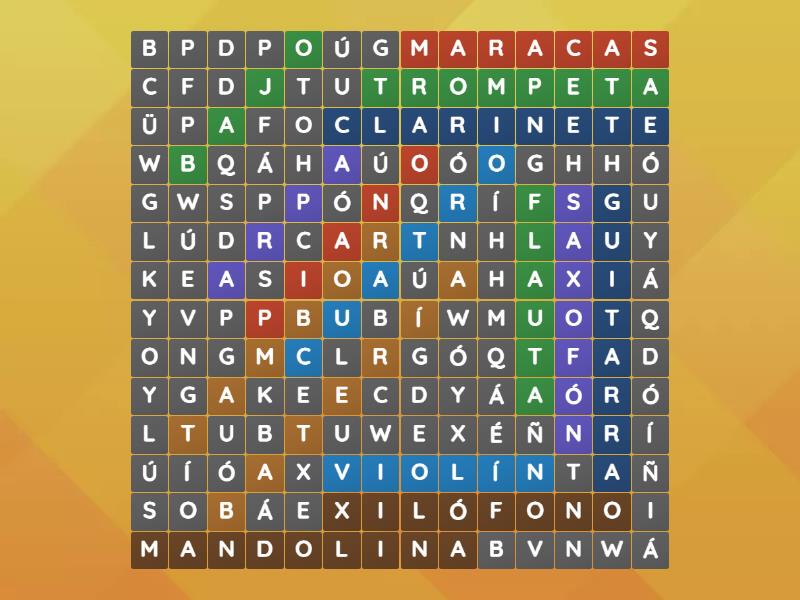 Sopa de letras de instrumentos musicales - Wordsearch