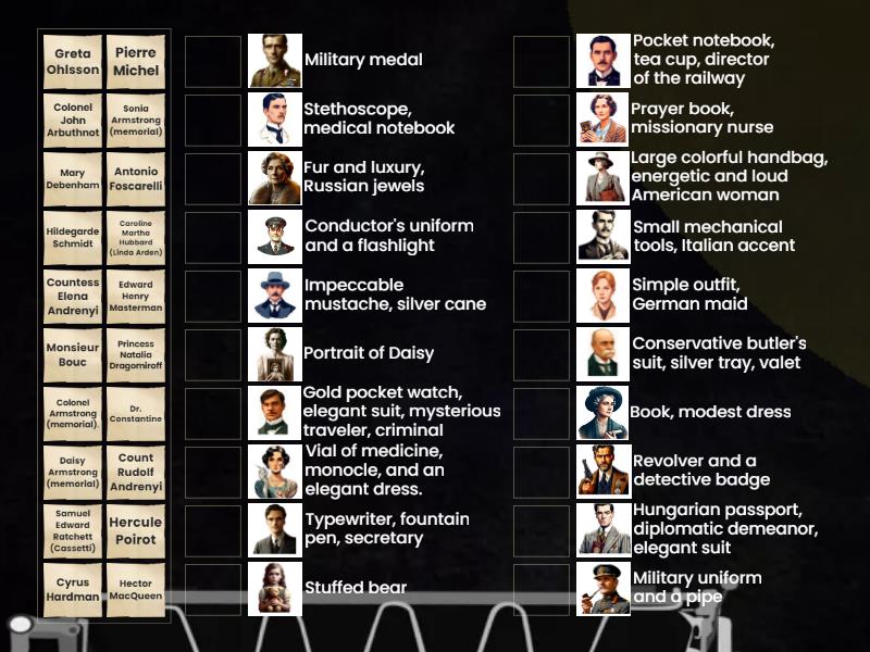 Match the Mystery: "Murder on the Orient Express" Character Quiz - Match up