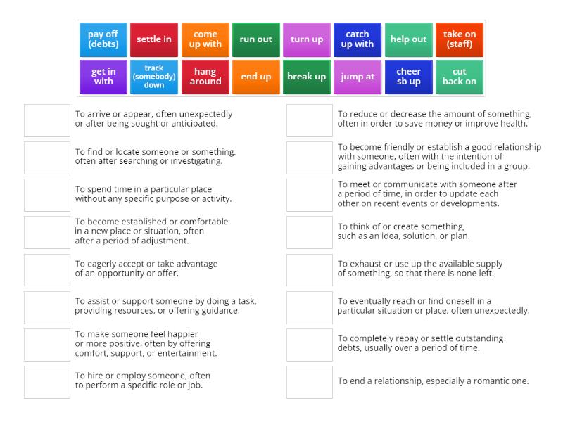 Unit 1 Phrasal Verbs Objectives C2 - Match up