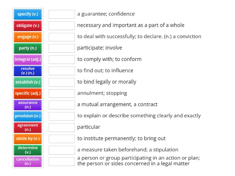 Lesson 1: Contracts - Match up