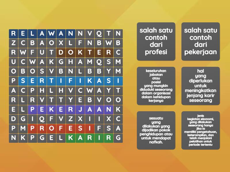 karir, pekerjaan dan profesi - Wordsearch
