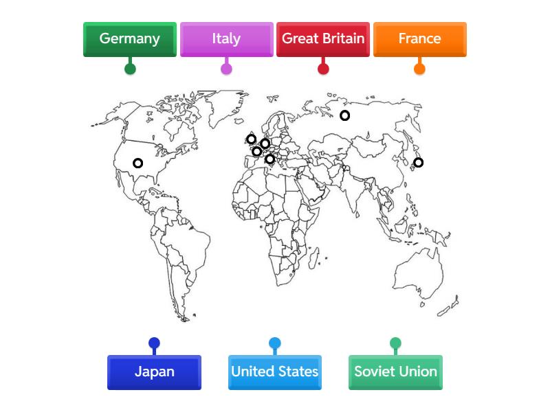 World War II Countries Map - Labelled diagram