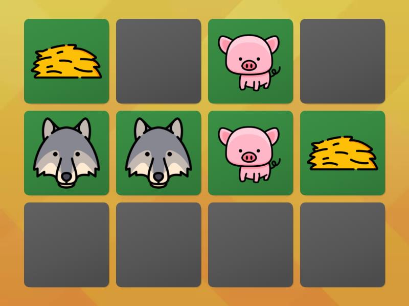 Memory of "The three little pigs" - Matching pairs
