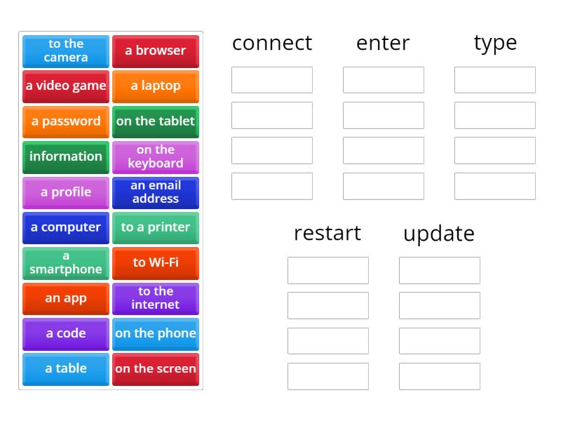 tech collocations - Group sort