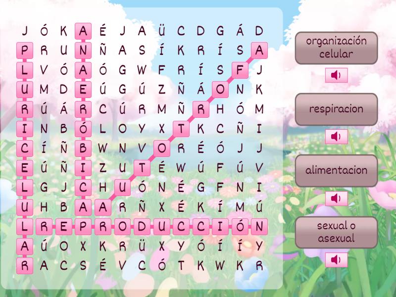 características de los seres vivos - Sopa de letras