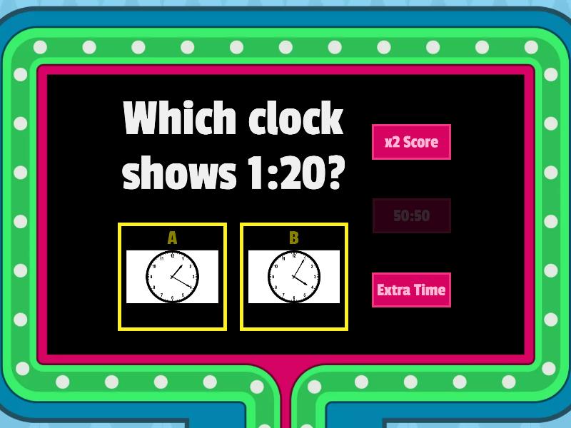 Telling time review - Gameshow quiz