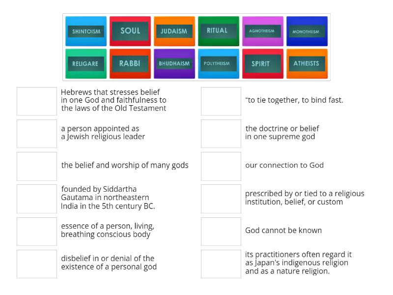 world religions - Match up