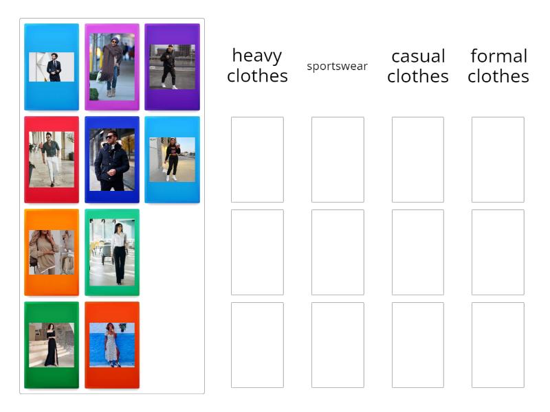clothes styles on screen 2 unit 3 - Group sort