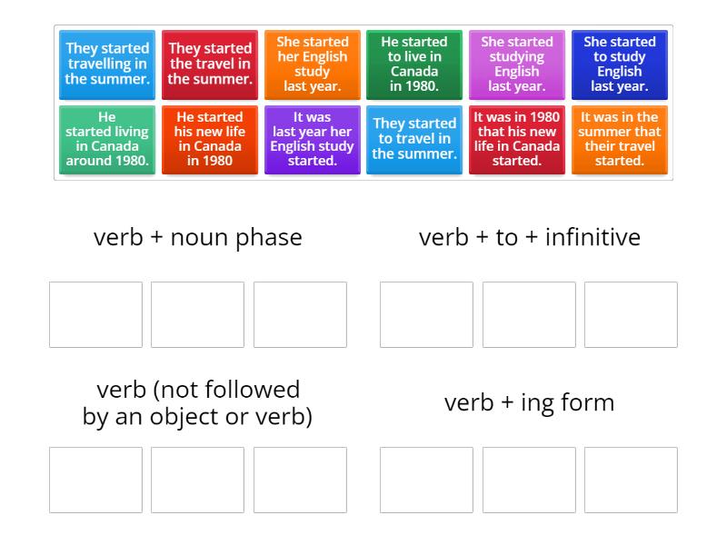 Unit 12c (B1.4) ´to start´ verb forms - Group sort