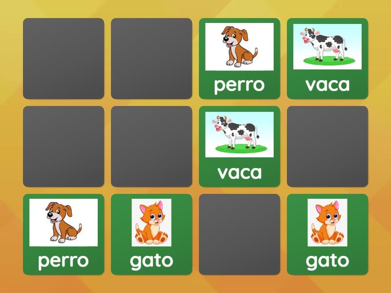 juego de Memoria o Memorama de animales - Matching pairs