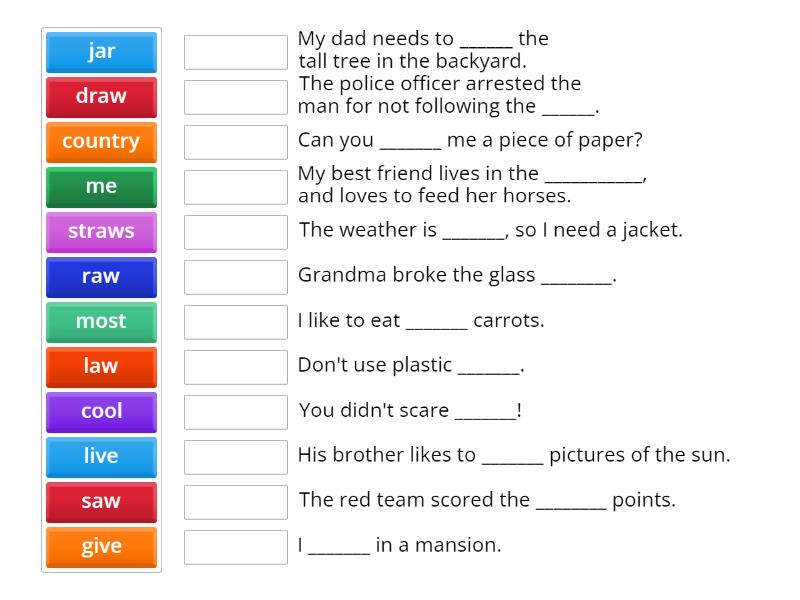 week 3 grade 2 spelling sentences - Match up