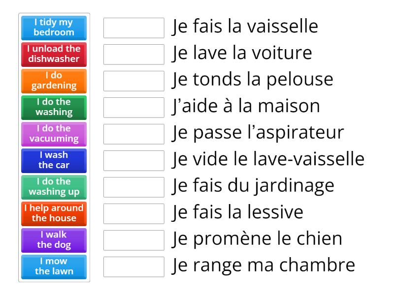 Helping out at home - Match up