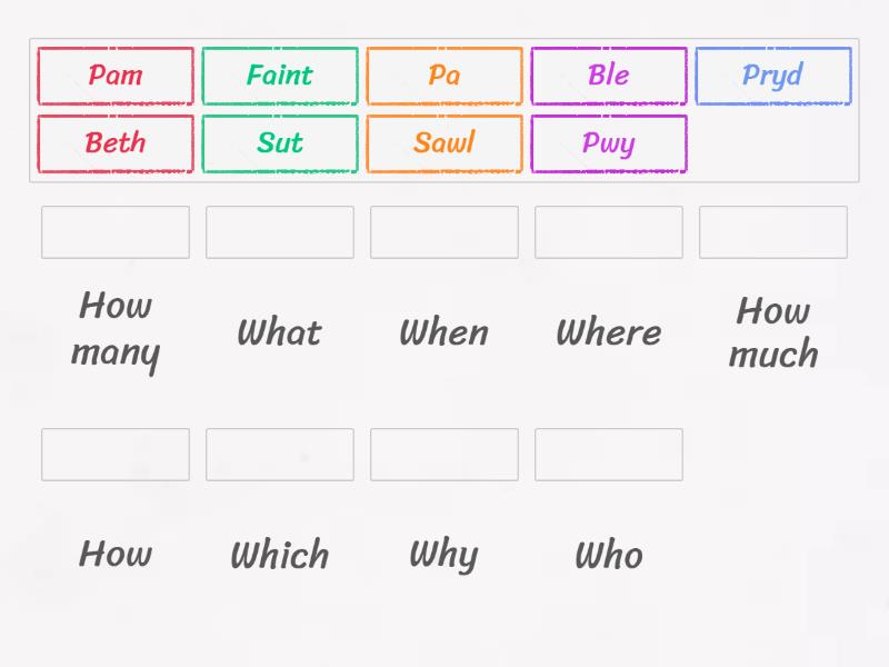 Welsh Question Words - Match up