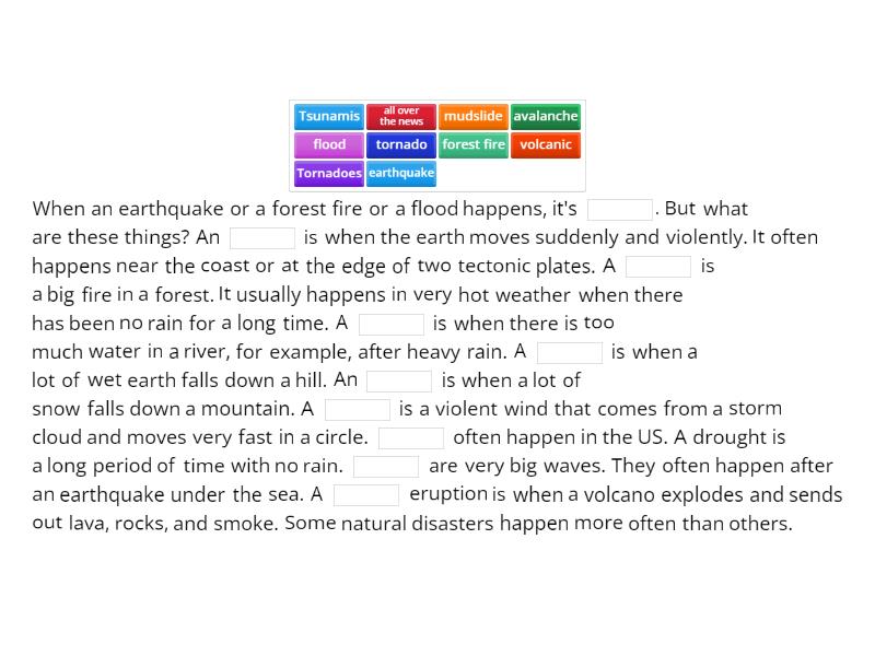 Natural Disasters - Complete the sentence