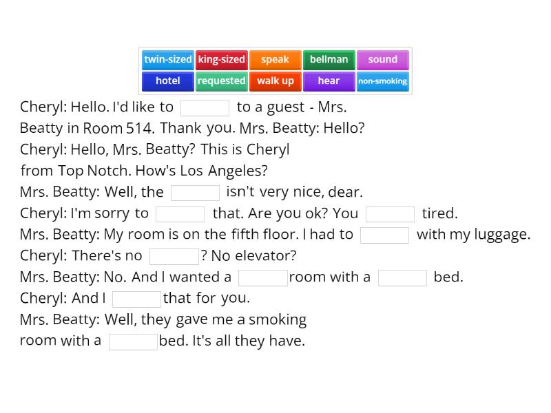 Hotel Complaints - Complete the sentence
