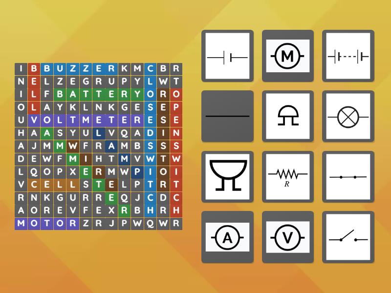 26-Electric Circuit Symbols and Diagram - Wordsearch