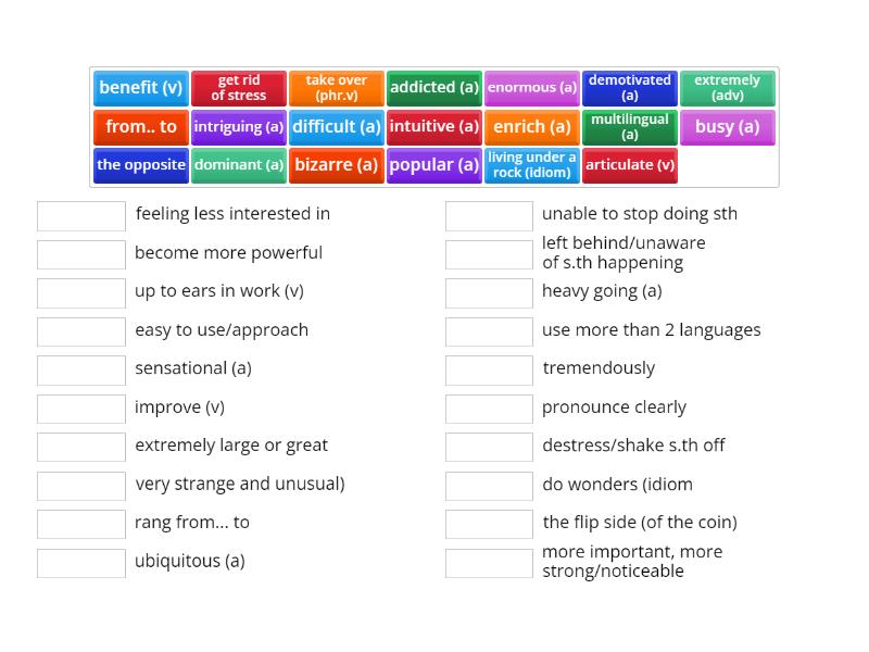 Unit 2- Check Your Vocabularies - Match up