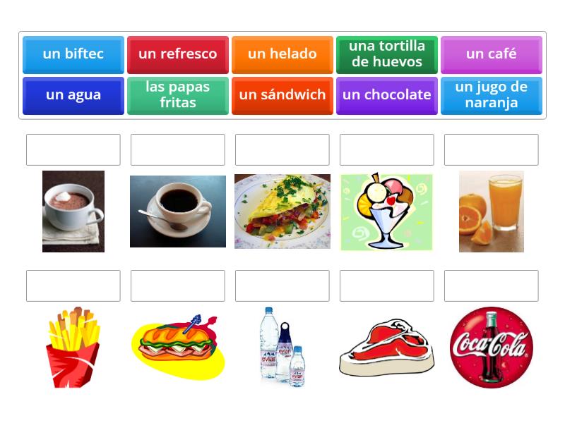 La Comida y Las Bebidas: - Match up