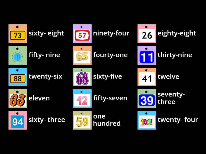 Numbers 11-100 - Match up