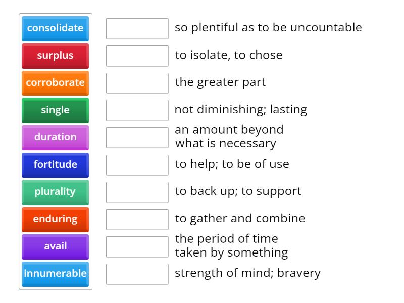 Part 2 Units 7, 8 & 9 - Match up