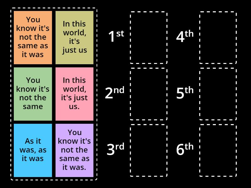 As It Was - Chorus - Rank order