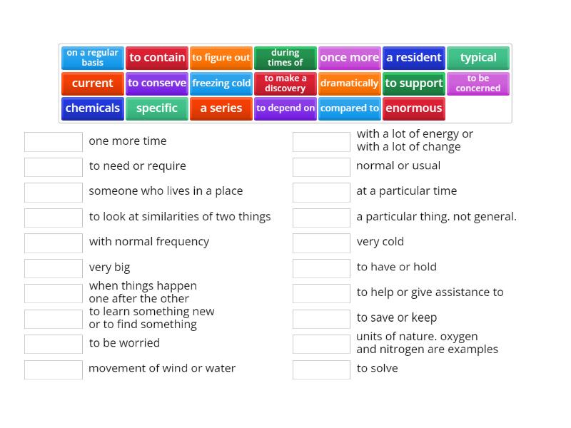 Reading Vocabulary Focus Ch 5 - Match up