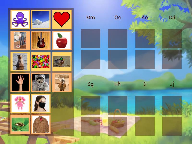 m, o, a, d, i, l, h, g, j beginning sounds - Group sort