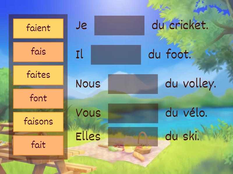 Les verbes jouer, faire et aller - Complete the sentence