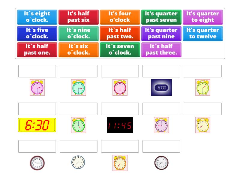 Telling the time (:00,:30, :15, :45 ) - Match up