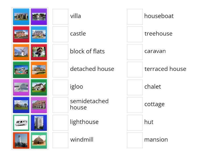 types of houses - Match up