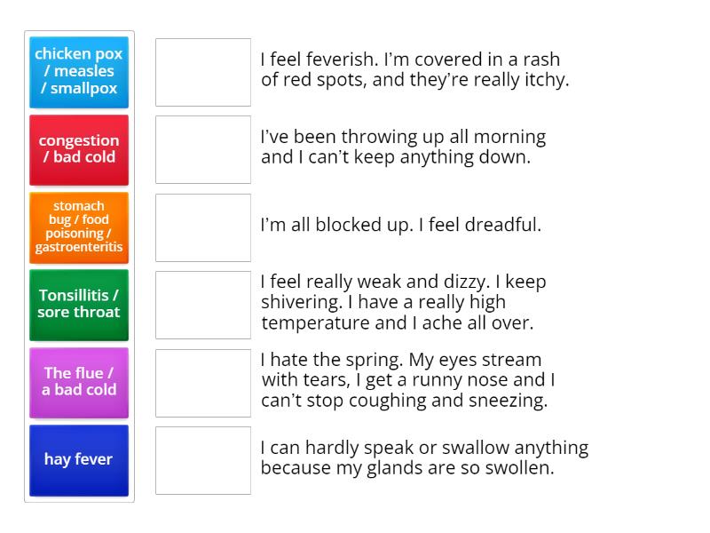 Diagnosing illnesses - Une las parejas