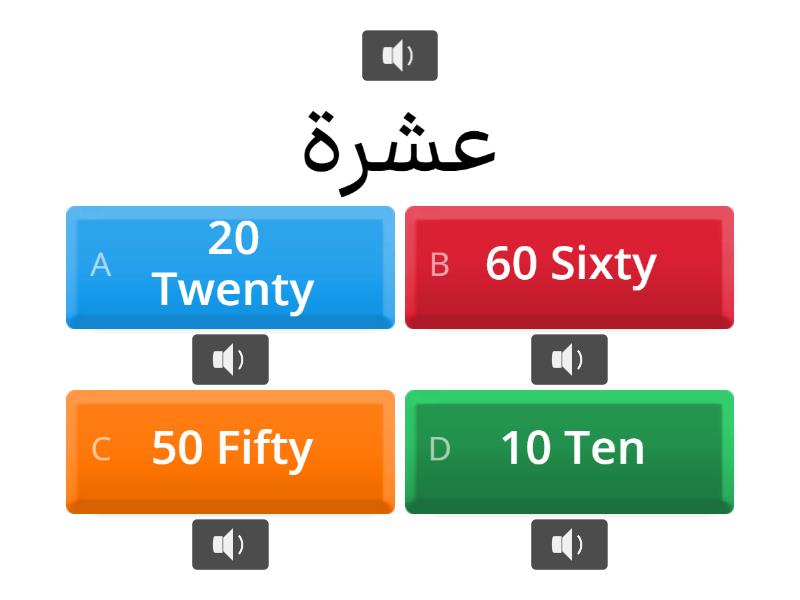 Numbers 10 - 100 Arabic - Quiz