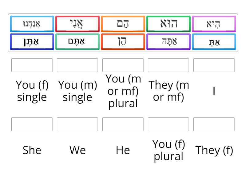 Hebrew pronouns singular & plural - Match up