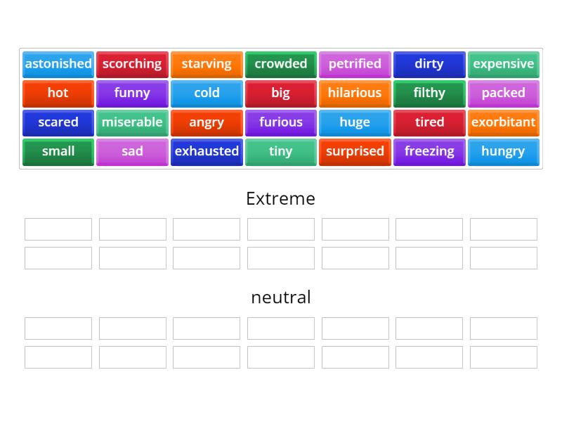Neutral and extreme adjectives - Group sort