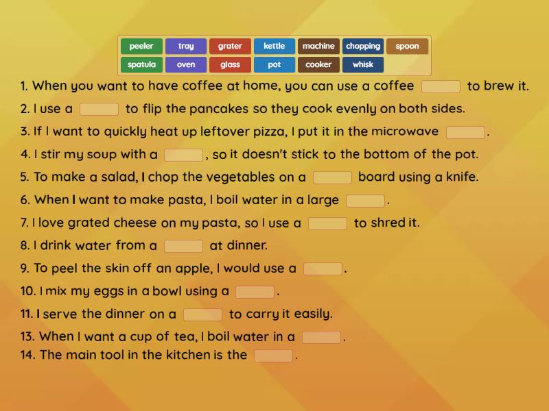 cooking - Complete the sentence