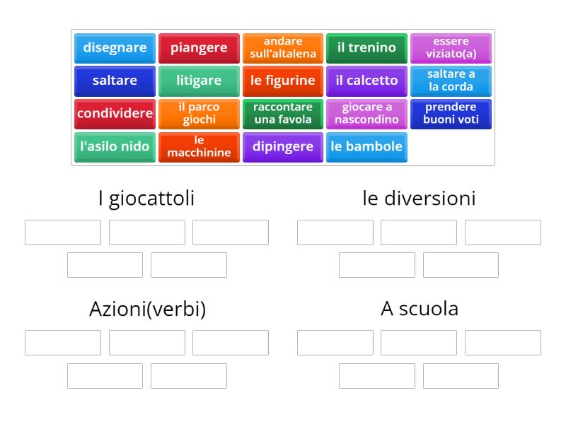 Vocabolario- L'infanzia - Group sort