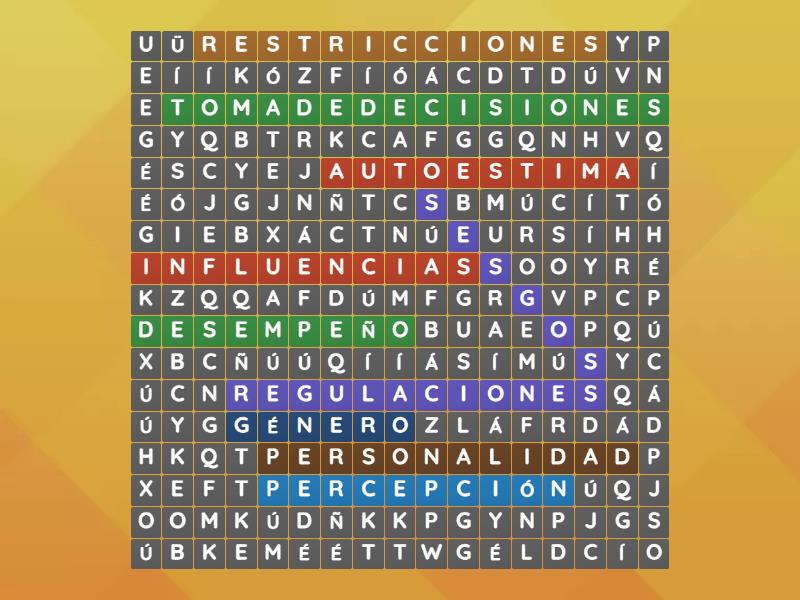 Influencia en la toma de decisiones - Sopa de letras