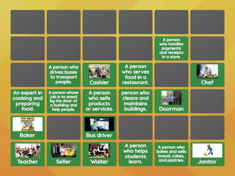 Occupations MEMORY GAME - Matching pairs