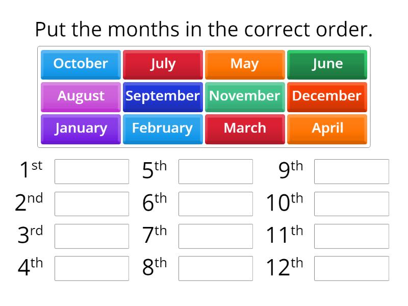 Months of the Year - Rank order